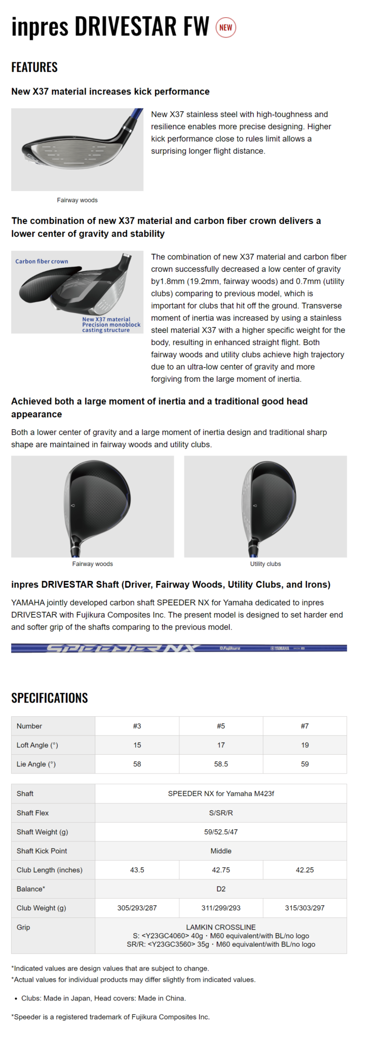 Yamaha Inpres Drivestar Fw3 15* Speeder NX R Flex Brand New ของใหม่ - MY7GOLF